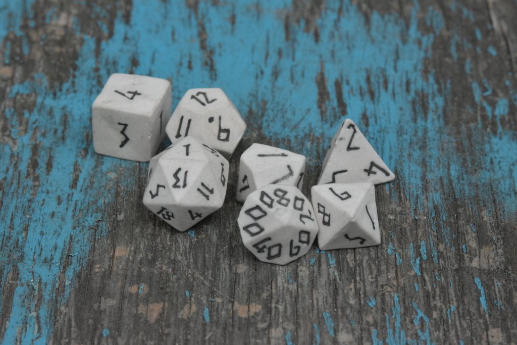 Runic Skeleton Ceramic Dice Set for DND